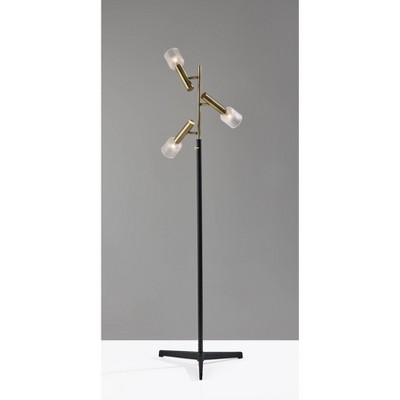 Adesso Raven Floor Lamp Black: Tripod Base, Natural Woven Paper Shade ...