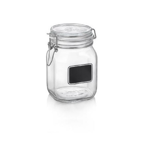 Bormioli Rocco Fido Square Clear Jar With Chalkboard, 33-3/4-ounce : Target