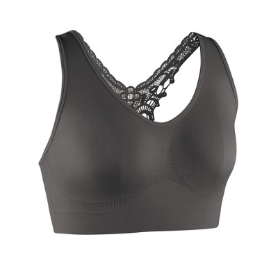 Collections Etc Seamless Lace Butterfly Racerback Bra X-large Black ...