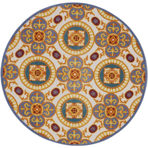 Nourison Aloha Contemporary Medallion Flatweave High-low Indoor Outdoor ...