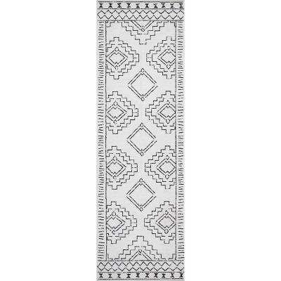 Nuloom Jeni Solid Faux Rabbit Machine Washable Runner Rug - White 2' 6 ...