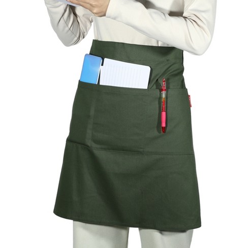Unique Bargains Waist Apron Half Apron With Pockets Army Green : Target