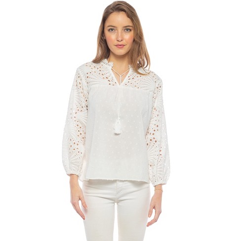 Parker And Rowe | Eyelet Clip Dot Top - White, X Large : Target
