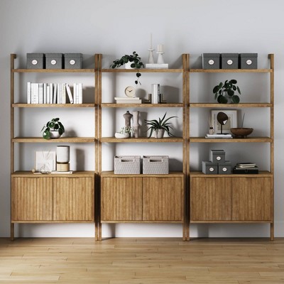 Nathan James Set Of 3 Jasper Wood Fluted Bookshelf Brown : Target
