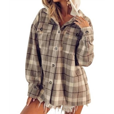 Women's Hooded Flannel Jacket - Bibi M : Target