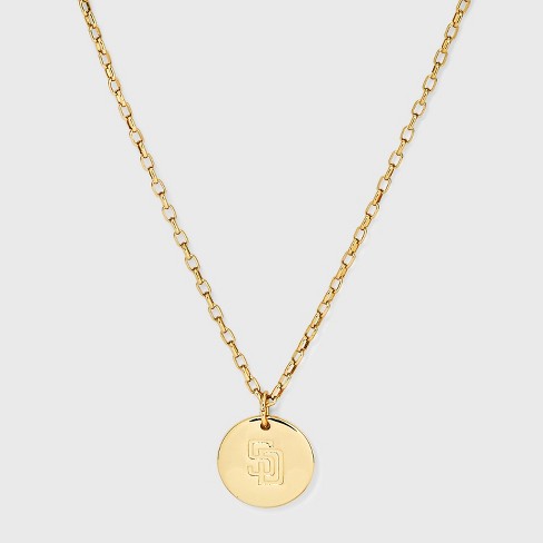 Bijoux Sport by Luv Aj MLB Gold Plated Brass Round Coin Necklace San Diego Padres Gold