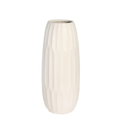 Sagebrook Home 14" Ceramic Design Vase - Contemporary White Decorative ...