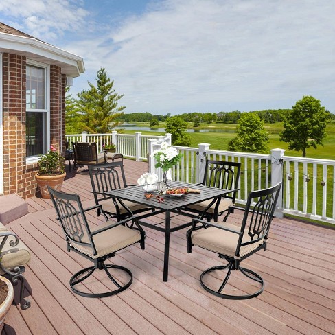 5pc Patio Dining Set With 37" Square Table & Swivel Chairs - Captiva ...