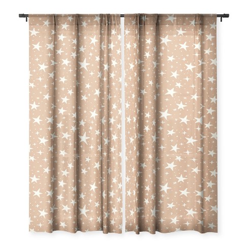 Avenie Stars In Neutral Set Of 2 Panel Sheer Window Curtain - Deny ...