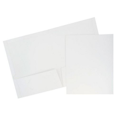 Jam 6pk Glossy Paper Folder 2 Pocket - White: Stationery With Internal ...