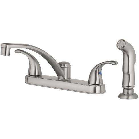 Oakbrook Two Handle Brushed Nickel Kitchen Faucet Side Sprayer Included ...