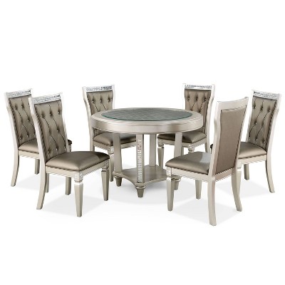 7pc Mount Rose Rustic Dining Table Set Brushed Black/beige - Homes: Inside + Out: Seats Six, X ...