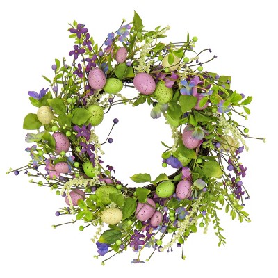 Northlight Wildflower And Berry Half Spring Wreath - 24" - Purple : Target