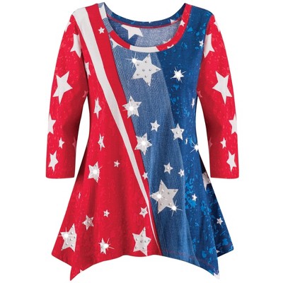 Collections Etc Stars And Stripes Patriotic Festive Knit Flattering ...