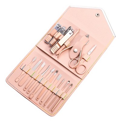 Unique Bargains 16pcs Manicure Set Nail Clippers Pedicure Kit With Pu ...