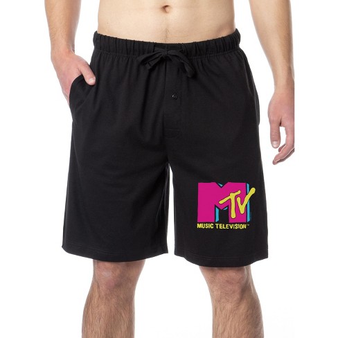 Mtv Mens' Music Television Logo Sleep Lounge Pajama Shorts Black : Target