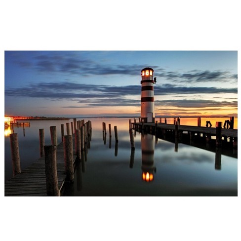 Northlight Led Lighted Coastal Sunset Lighthouse Scene Canvas Wall Art ...