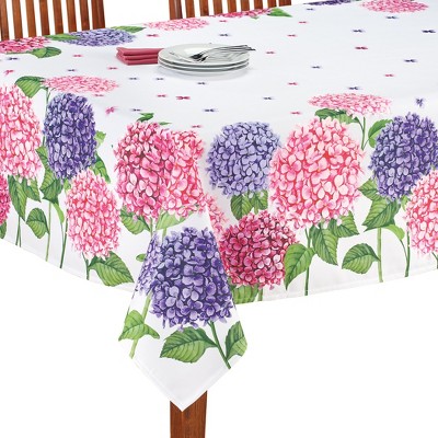 Collections Etc Pink And Purple Hydrangeas Printed Tablecloth Rectangle ...