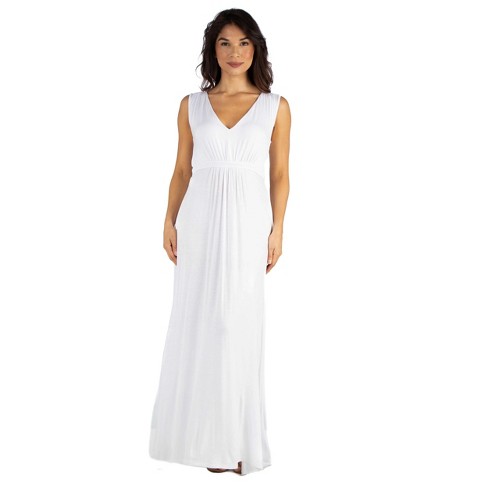 Womens V Neck Maxi Dress-white-l : Target