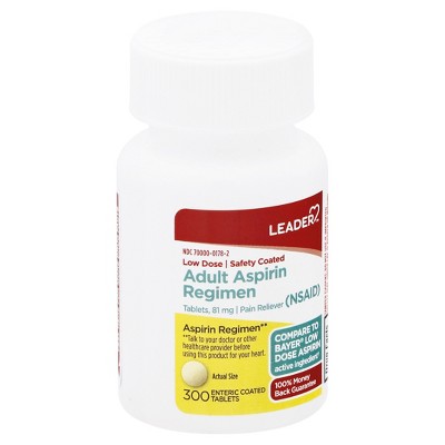 Leader Aspirin Regimen 81 mg Enteric Coated Tablets for Daily Aspirin ...