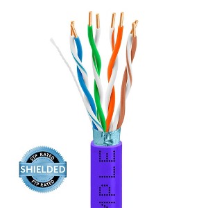 Purple Cat5e Shielded Ethernet Cable 1000ft | Bare Copper | Riser CMR ...
