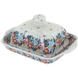 Blue Rose Polish Pottery Nature Square Butter Dish : Target