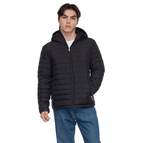 Rokka&rolla Men's Midweight Puffer Jacket Hooded Coat-black, Size Large ...