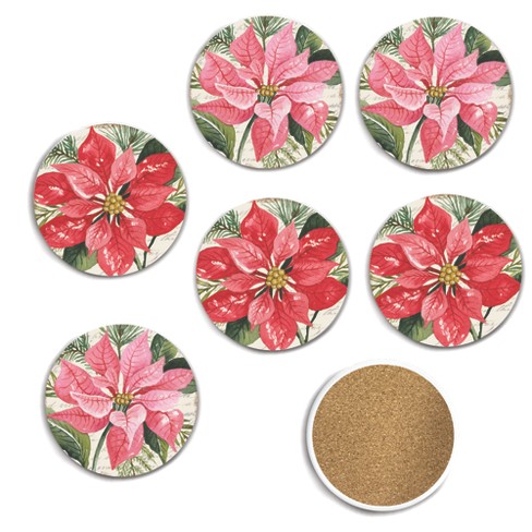 Courtside Market Poinsettia 4x4 6-piece Coaster Set : Target