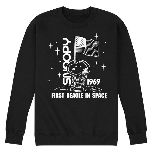 Men's Peanuts Snoopy First Beagle In Space Graphic Fleece Sweatshirt ...