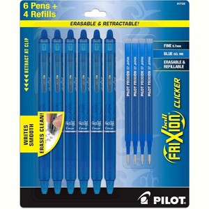 PILOT FriXion Erasable Pens - Pack of 6 Blue Erasable Gel Pens + 4 ...