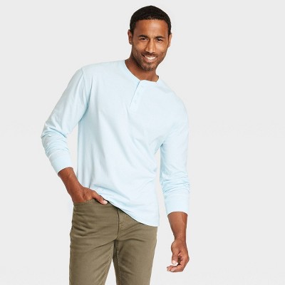 Men's Long Sleeve Henley T-shirt - Goodfellow & Co™ Blue M : Target