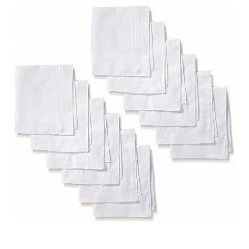 Men's White 100% Cotton Soft Finish Handkerchiefs : Target