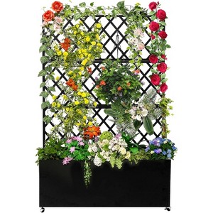 71" x 35" x 16" Mobile Galvanized Steel Raised Garden Bed with Trellis ...