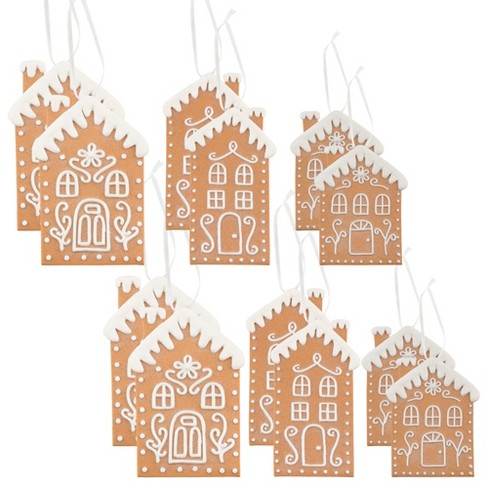 Auldhome Design Gingerbread House Christmas Ornaments, 12pc Set; Large ...