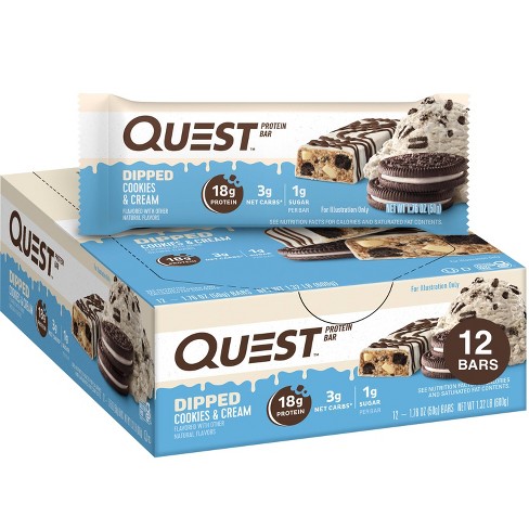 Quest Nutrition Protein Bars - Dipped Cookies & Cream - 12pk : Target
