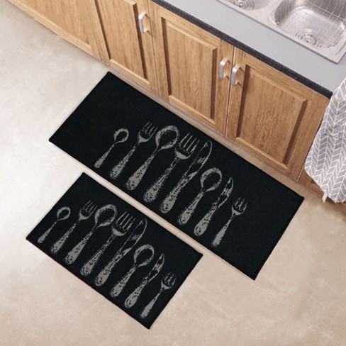 Evideco French Home Goods Chic Cutlery Print Black Wool-effect Kitchen ...