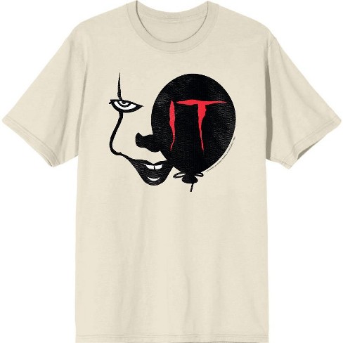 It Chapter 2 Enlarged Pennywise Face Men's Natural Crew Neck Short ...