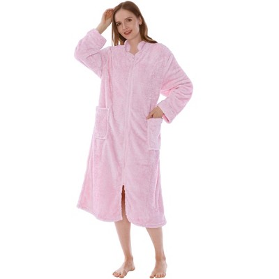 Just Love Womens Plush Zipper Lounger Solid Robe | Long Bathrobe Duster ...