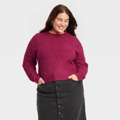 Women's Crewneck Cashmere-like Cable Pullover Sweater - Universal ...