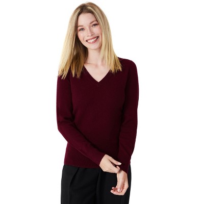 Style Republic 100% Pure Cashmere V-Neck Women's Sweater - Maroon : Target