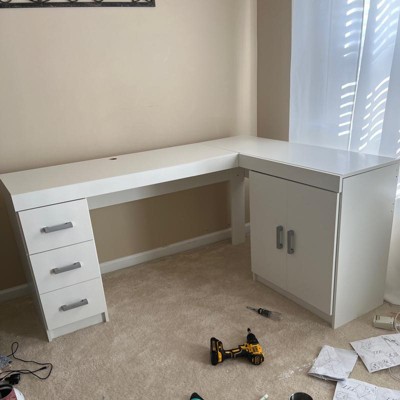 Mayne Corner Desk White - Polifurniture : Target