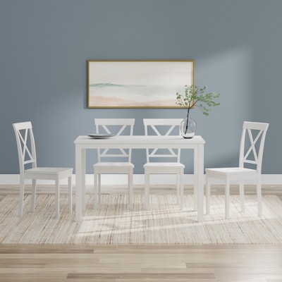 Glenwillow Home 5-PC - 48" Wood Dining Table + X-Back Dining Chairs ...
