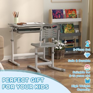 Kids Adjustable Desk and Chair Set with 45 Degree Tilting Desktop ...