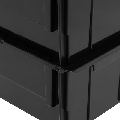 Iris Usa 6 Pack Jumbo Plastic Open Front Stackable Storage Bin, Black ...