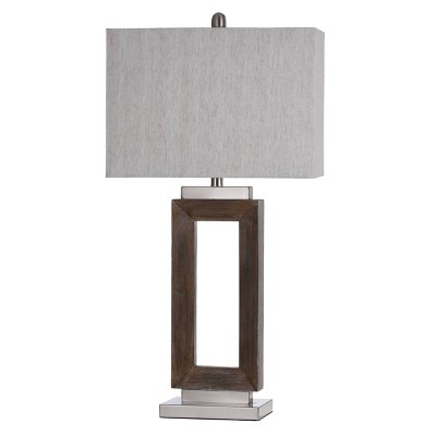 Rectangle Moulded Hollow Table Lamp with Brushed Steel Accents Blue ...