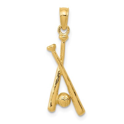 Black Bow Jewelry 14k Yellow Gold Baseball Bats And Ball Pendant : Target