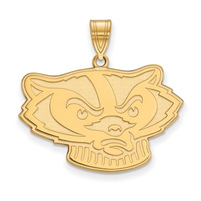 Black Bow Jewelry 10k Yellow Gold Wisconsin Badgers Ncaa Large Pendant ...