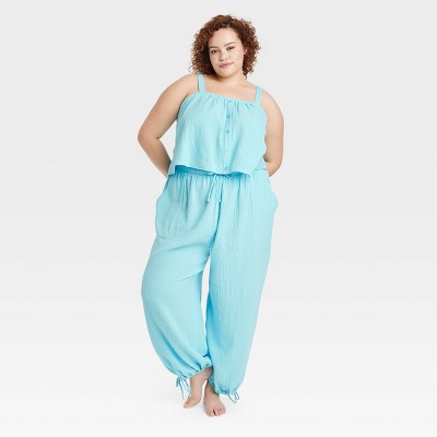 Women's Cotton Gauze Tank Top - Colsie™ Blue 1x : Target
