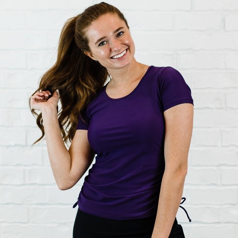 Calypsa Women's Upf 50+ Short Sleeve Adele Swim Top - Eggplant, 4x : Target