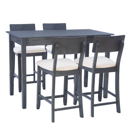 5pc Jordan Tavern Upholstered Counter Height Dining Set Dark Charcoal ...